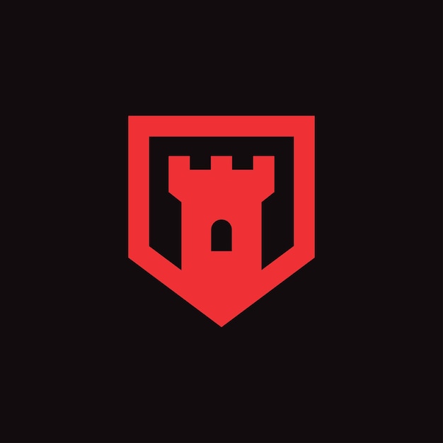 Majestic Red Castle Emblem on Dramatic Dark Background | Jiffy Designs