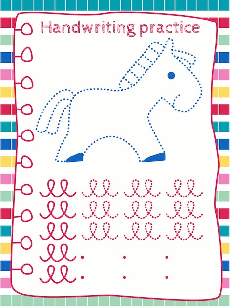 Colorful Handwriting Practice with Adorable Unicorn Illustration ...