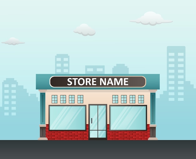Minimalist City Store Front with Large Signage Illustration | Jiffy Designs