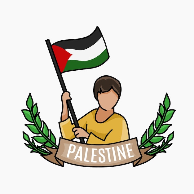 Proud Palestinian waving flag with olive branch emblem | Jiffy Designs