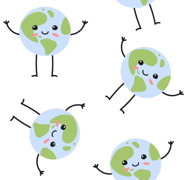 Adorable Animated Earth Globes in Playful Poses | Jiffy Designs