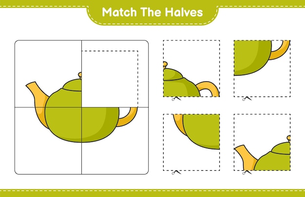 Whimsical Teapot Halves Matching Puzzle | Jiffy Designs