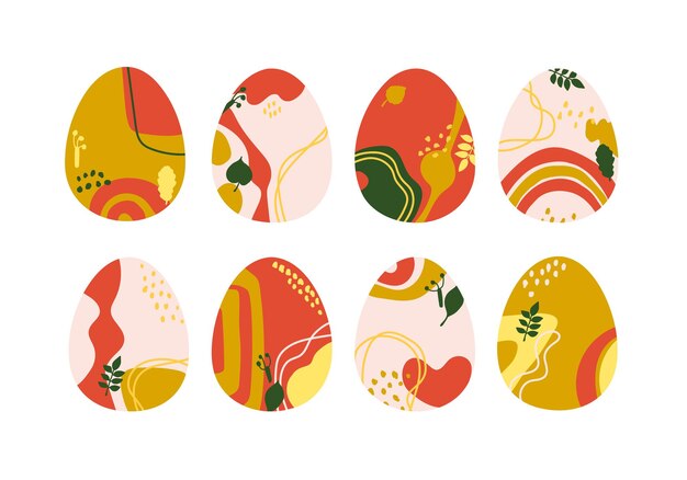 Vibrant Abstract Egg-Shaped Designs with Botanical Motifs | Jiffy Designs