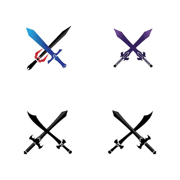 Diverse Collection of Stylized Crossed Swords Symbols | Jiffy Designs