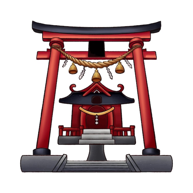 Ornate Red Torii Gate with Intricate Japanese Shrine | Jiffy Designs