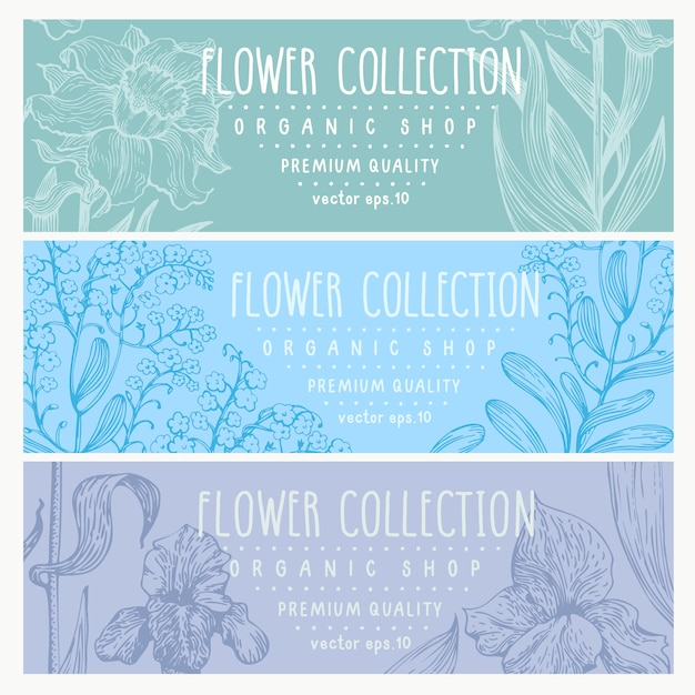 Delicate Floral Graphics Collection with Stylized Blooms and Vines ...