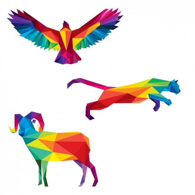 Vibrant Colorful Geometric Animal Illustrations Collection | Jiffy Designs