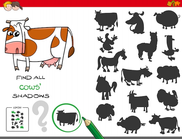 Spot the Cow: A Playful Farm Animal Shadow Matching Game | Jiffy Designs