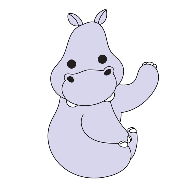 Adorable Cartoon Hippo Waving Hello with a Friendly Smile | Jiffy Designs