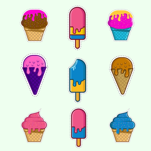 Vibrant Collection of Playful Ice Cream and Dessert Illustrations ...