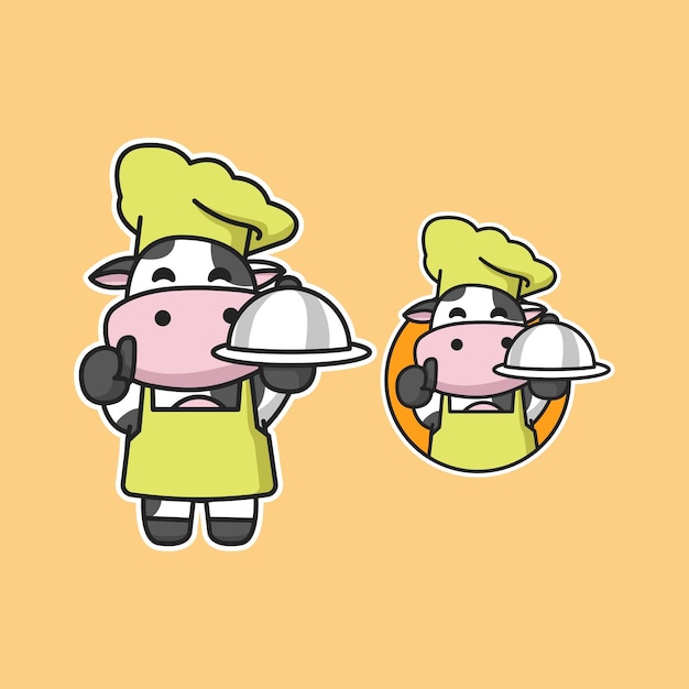 Cheerful Cow Chefs Serving Delectable Dishes with Flair | Jiffy Designs