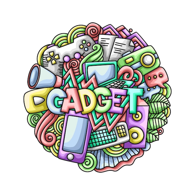 Vibrant Gadget-Filled Illustration with Playful Doodles | Jiffy Designs