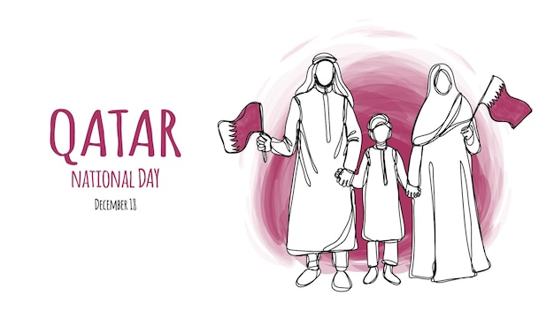 Qatari Family Celebrating National Day with Flags and Pride | Jiffy Designs