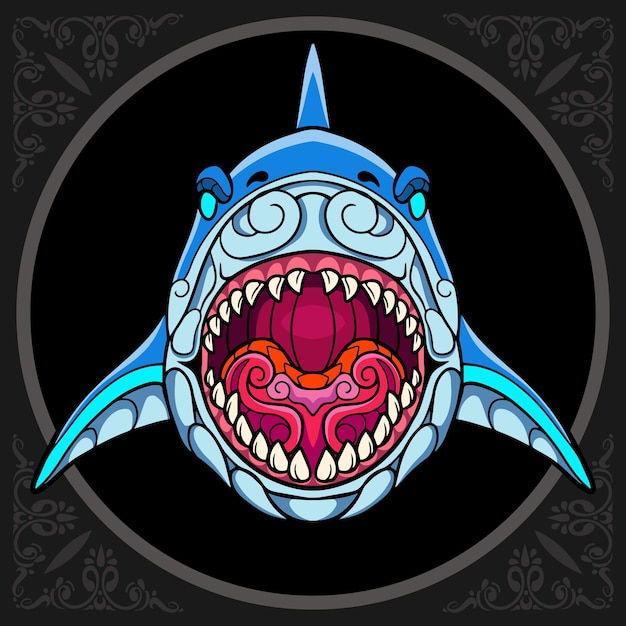 Ferocious Shark Emblem with Vibrant Colors and Intricate Details ...
