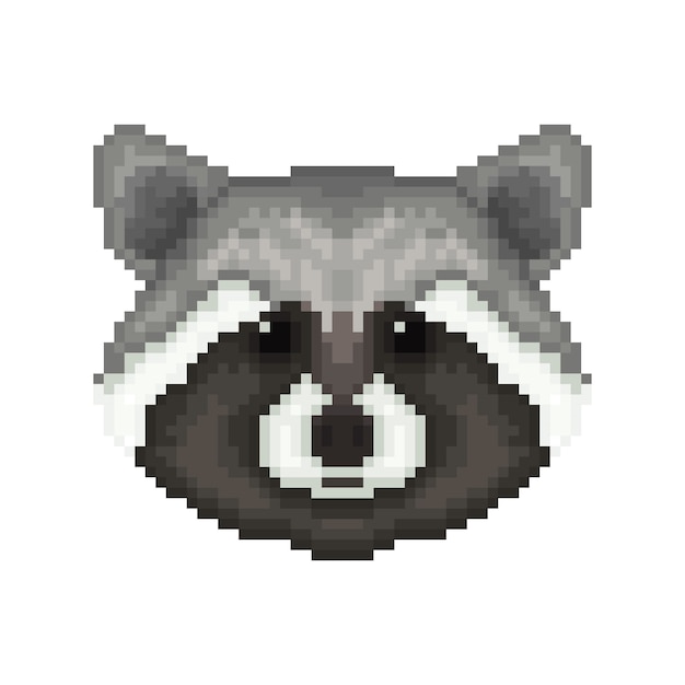Charming Pixel Raccoon Face Illustration | Jiffy Designs