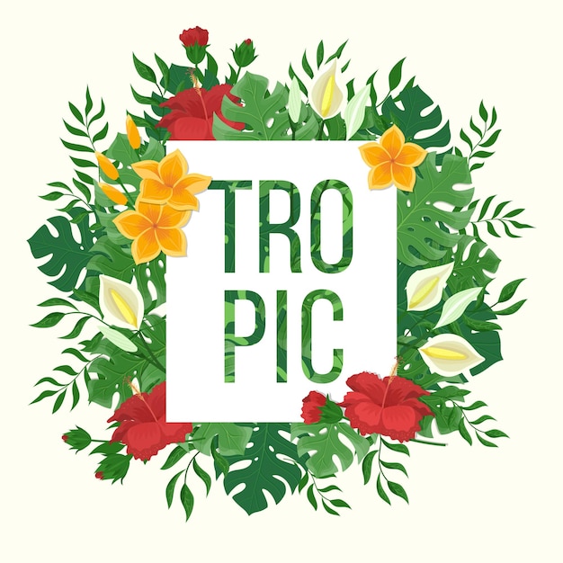 Vibrant Tropical Floral Wreath with 'TROPIC' Text | Jiffy Designs