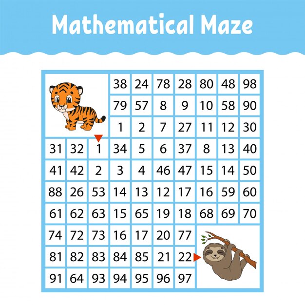 Captivating Mathematical Maze with Playful Tiger Illustration | Jiffy ...