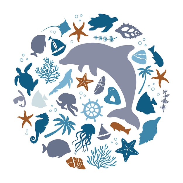 Enchanting Underwater Realm: A Vibrant Marine Life Collage | Jiffy Designs