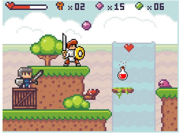 Pixel Art Adventure: Heroic Warrior Battles Enemies | Jiffy Designs