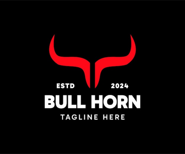 Bold Red Bull Horns on Sleek Black Background | Jiffy Designs