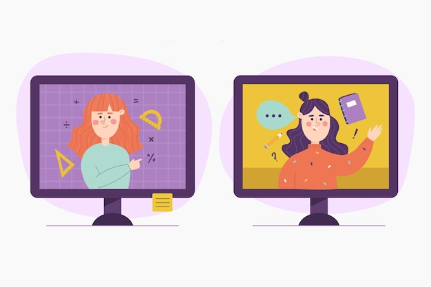 Two women using computers with colorful graphics | Jiffy Designs