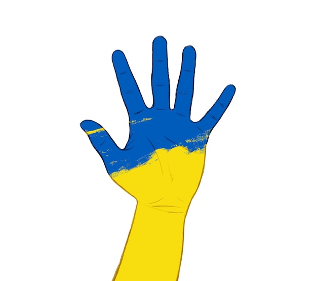 Vibrant Ukrainian Hand: Patriotic Symbol of Unity | Jiffy Designs