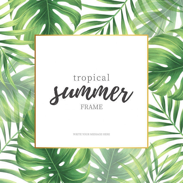 Vibrant Tropical Leaves Frame with Elegant Text | Jiffy Designs