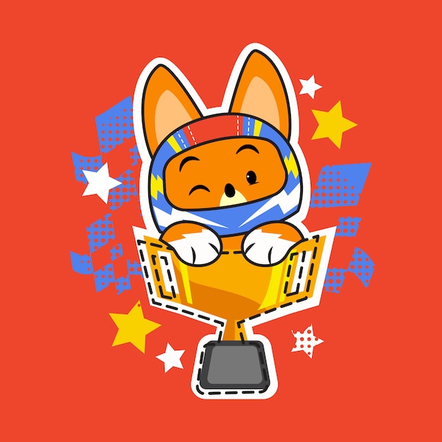 Adorable Cartoon Cat in Space Helmet and Trophy | Jiffy Designs