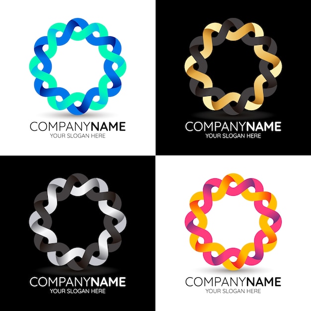 Vibrant Circular Logo Designs with Fluid Interconnected Elements ...