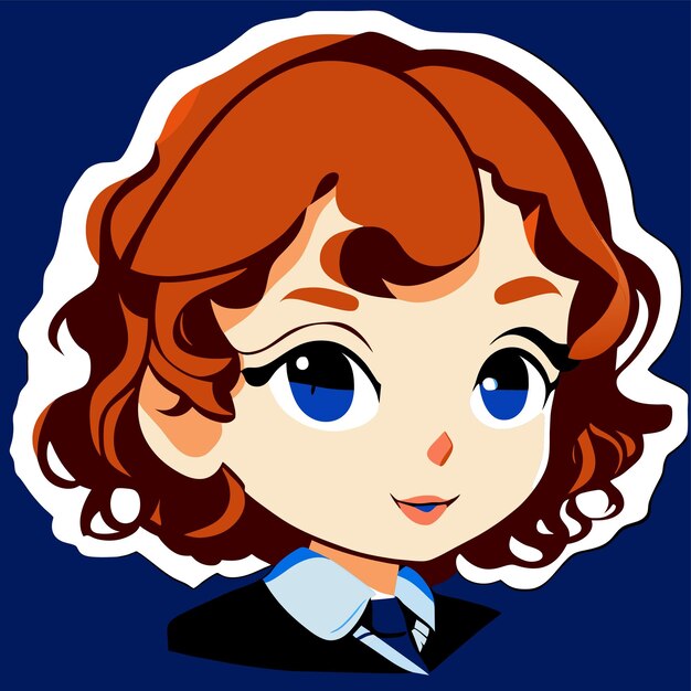 Charming Cartoon Girl with Curly Red Hair | Jiffy Designs