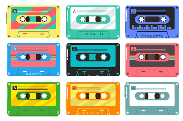 Vibrant Retro Cassette Tape Collection - Nostalgic '80s Design | Jiffy ...