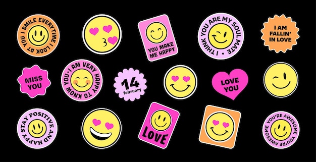 Vibrant Smiley Face Stickers with Uplifting Messages | Jiffy Designs