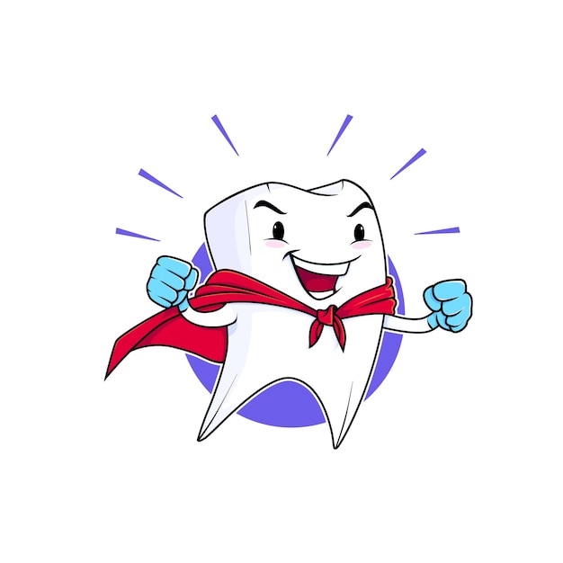 Heroic Tooth in a Superhero Costume Flexing Muscles | Jiffy Designs