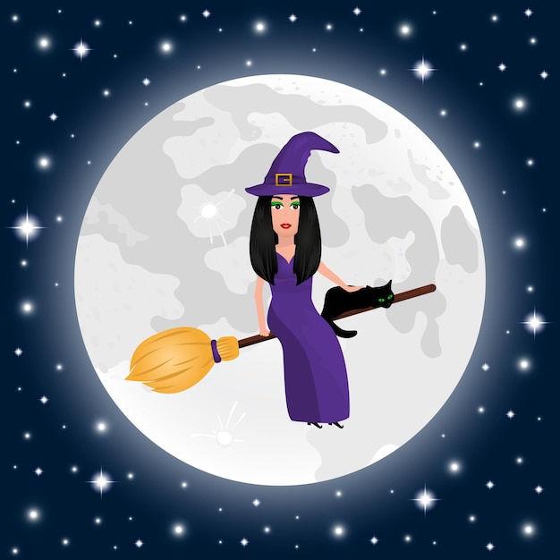 Enchanting Witch Soars Under the Starry Night Sky | Jiffy Designs