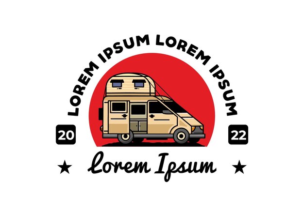 Vibrant Retro Camper Van Emblem with Retro Text | Jiffy Designs