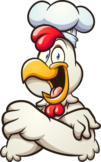 Cheerful Cartoon Chicken Chef with Toque and Bowtie | Jiffy Designs