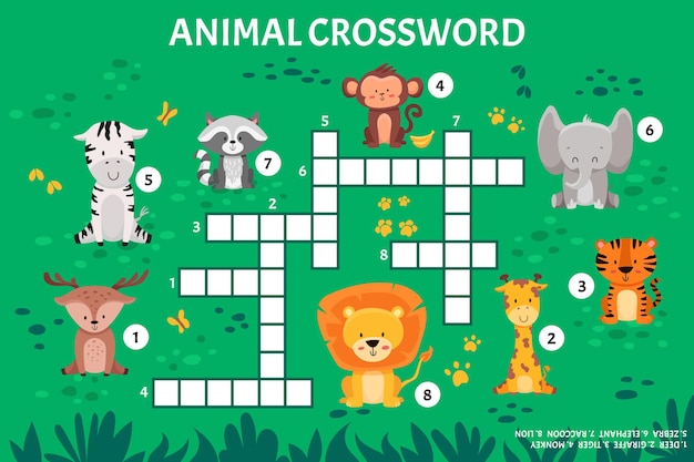Playful Animal Crossword Puzzle: Discover Cute Creatures | Jiffy Designs