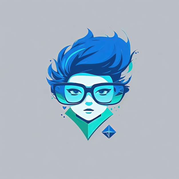 Stylish Blue-Haired Character with Glasses | Jiffy Designs