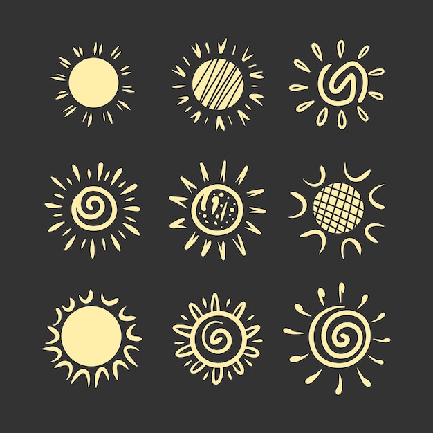 Vibrant Collection of Hand-Drawn Sun Symbols and Patterns | Jiffy Designs
