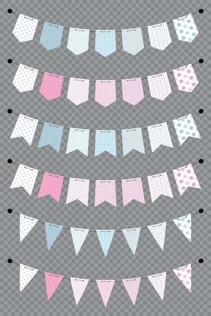 Colorful Bunting Flags with Polka Dots and Checkered Patterns | Jiffy ...