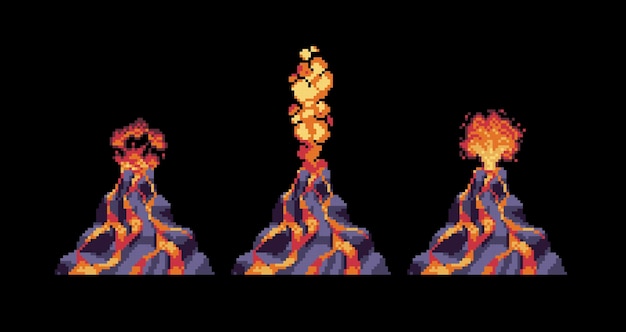 Vibrant Pixel Art Trio of Fiery Elemental Figures | Jiffy Designs