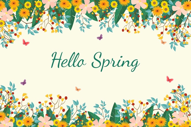 Vibrant Spring Floral Border with Butterflies and Greeting | Jiffy Designs