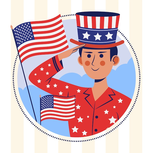 Patriotic Uncle Sam Waving American Flags | Jiffy Designs