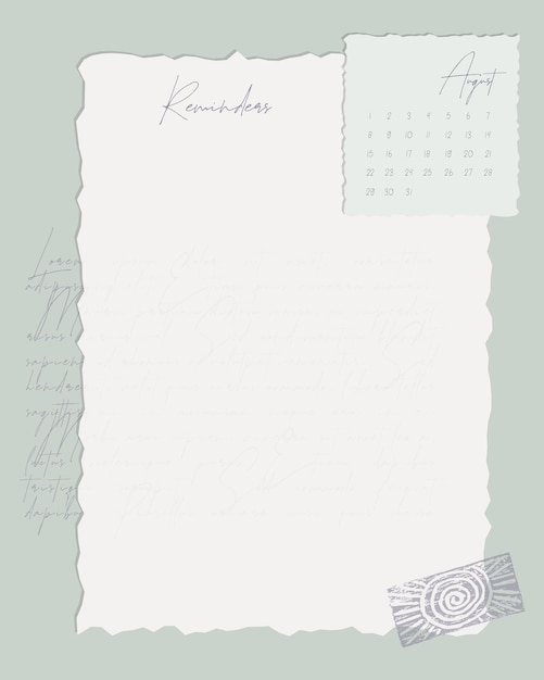 Handwritten Reminders on Torn Textured Paper Calendar | Jiffy Designs