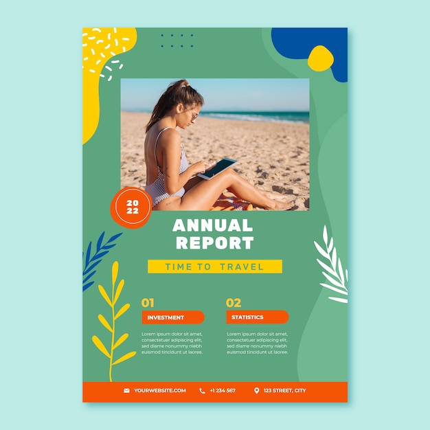 Vibrant Annual Report with Beach Snapshot | Jiffy Designs