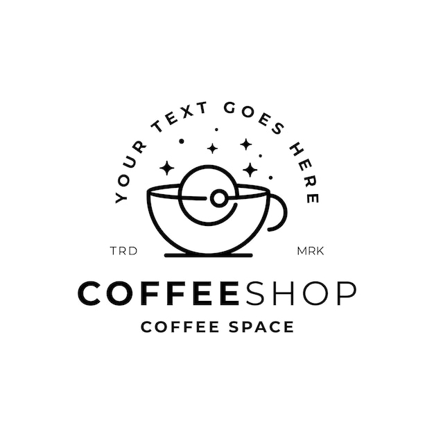 Minimalist Coffee Shop Logo with Cosmic Coffee Cup | Jiffy Designs