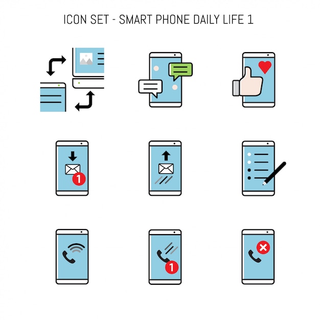 Vibrant Icons for Smartphone Daily Activities and Interactions | Jiffy ...