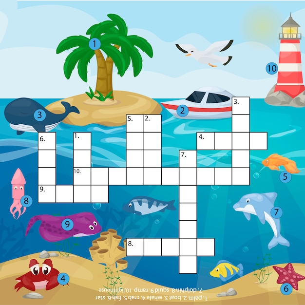 Vibrant Underwater Adventure: Crossword Puzzle Delight | Jiffy Designs