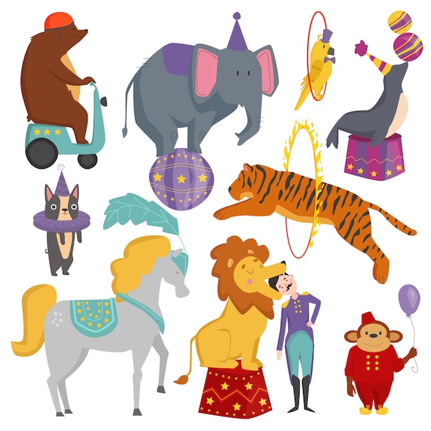 Vibrant Circus-Inspired Collection of Whimsical Animal Characters ...