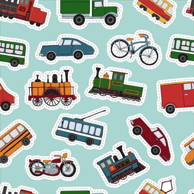 Vibrant Collection of Vintage Transportation Stickers | Jiffy Designs